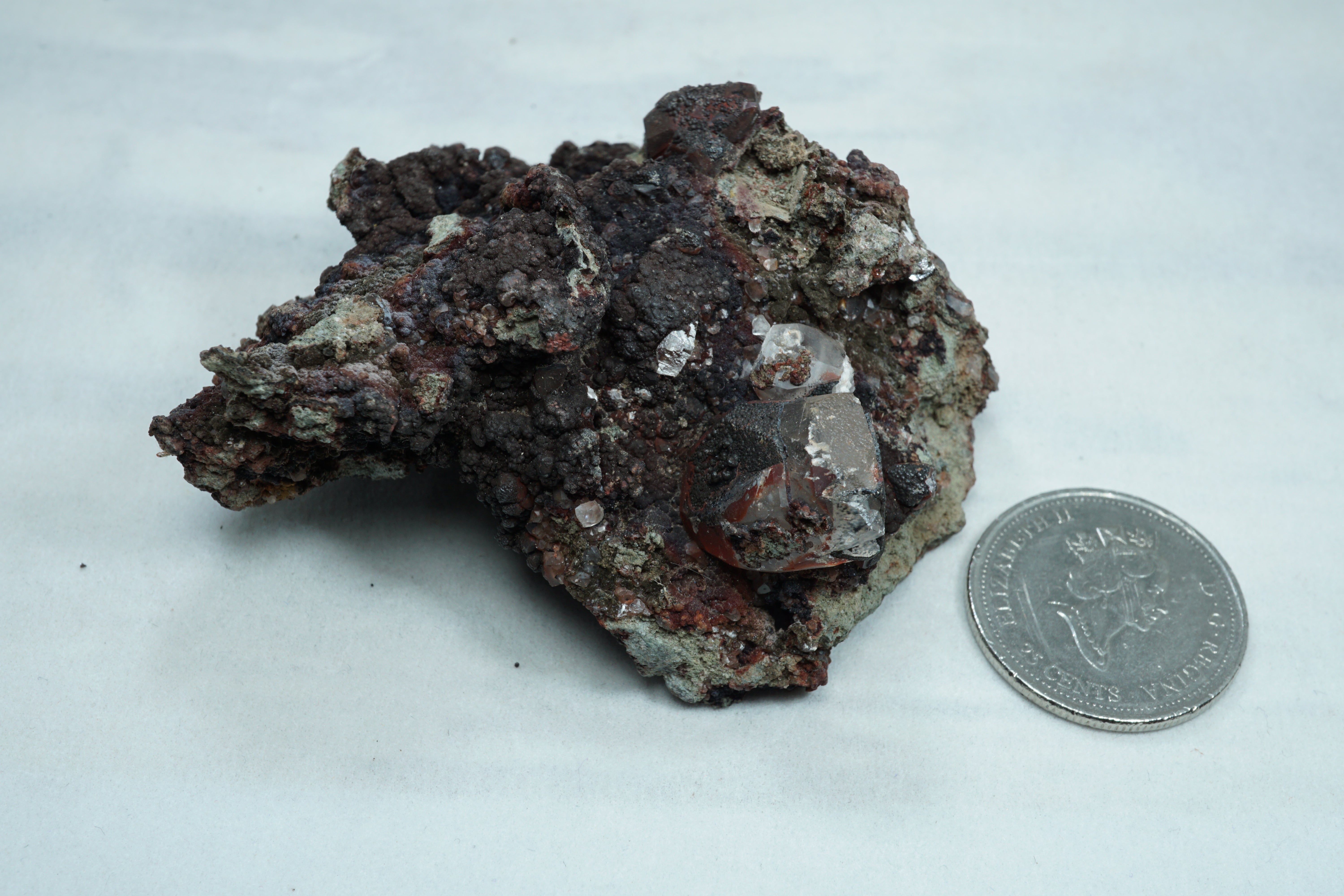 Goethite & Hematite on Calcite – Lakeside Gems Inc.
